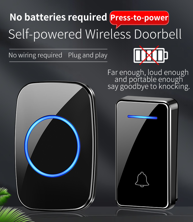 Self-powered waterproof wireless doorbell,call bell,no battery required ...