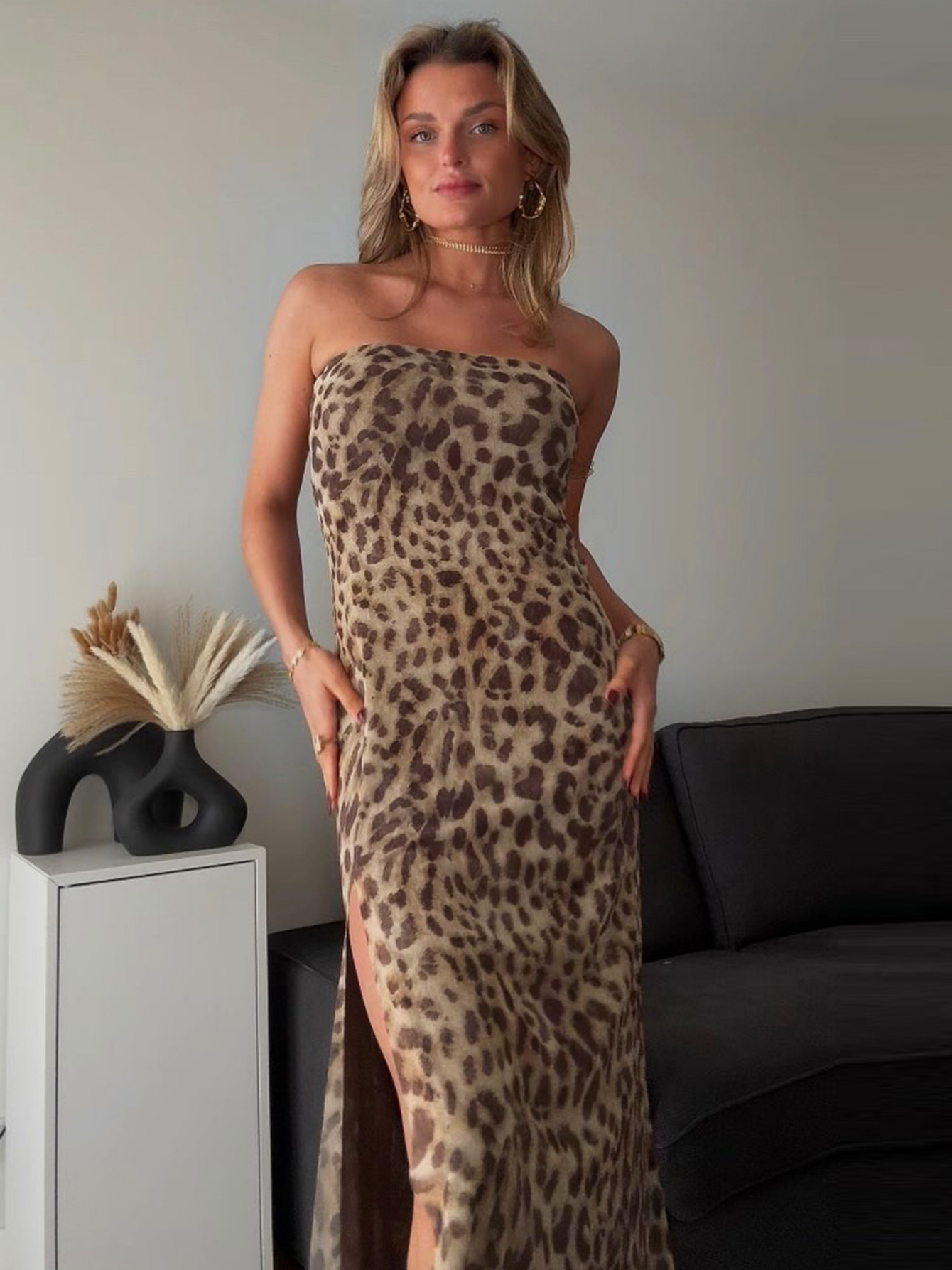DUNEA Women's Leopard Print Shoulder Wrap Chest | Shopee Philippines