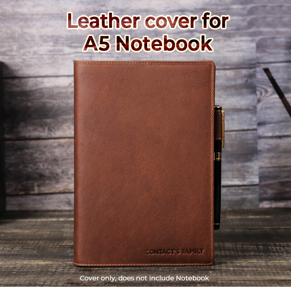 HIRAM Genuine Leather Book Cover for B5 A5 Notebook Leather Book Cover ...