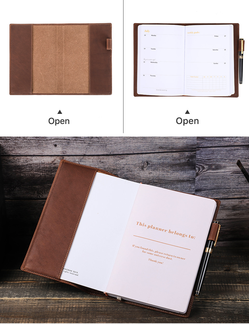 HIRAM Genuine Leather Book Cover for B5 A5 Notebook Leather Book Cover ...
