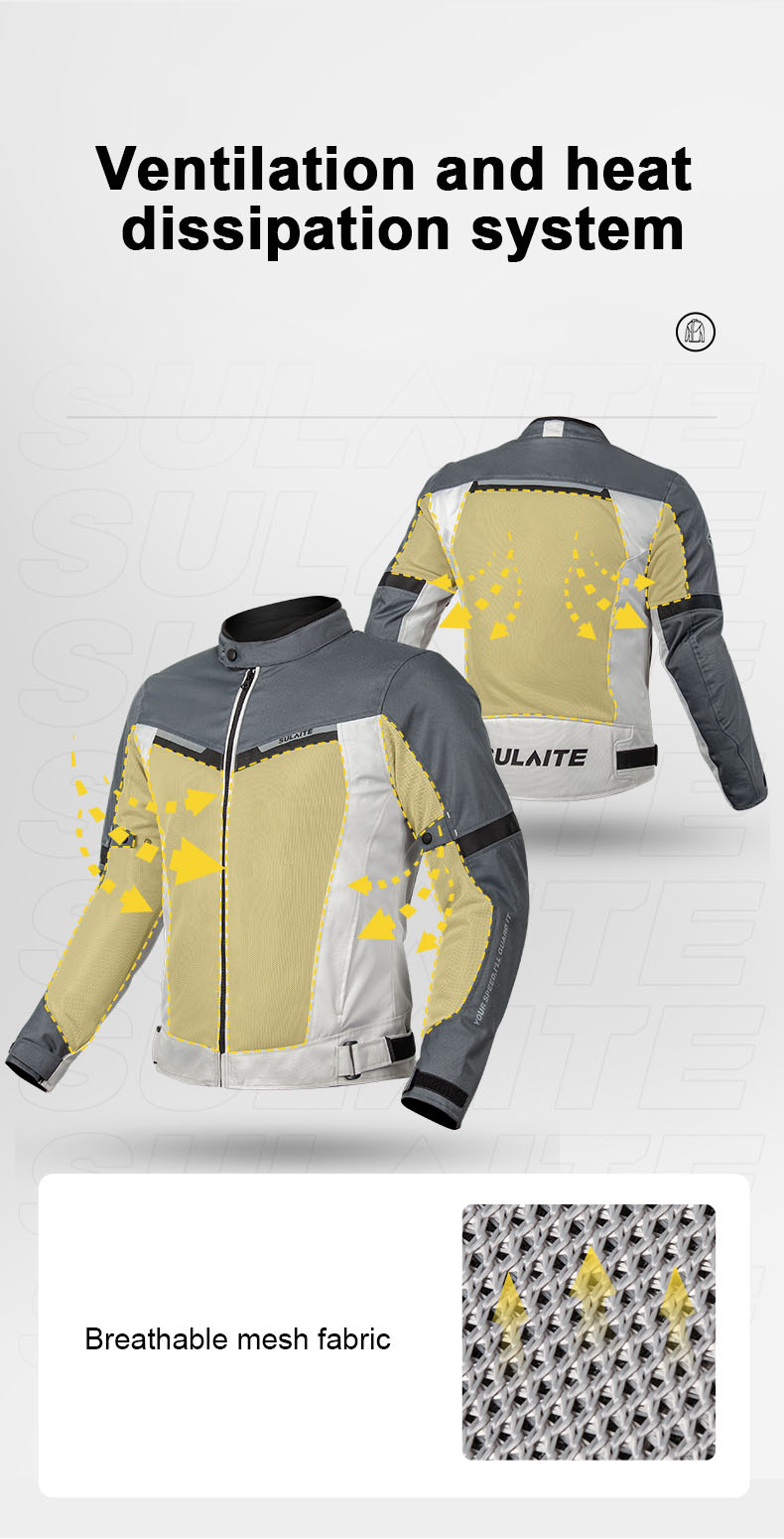 SULAITE Motorcycle Jacket Safety Breathable Professional Protection ...