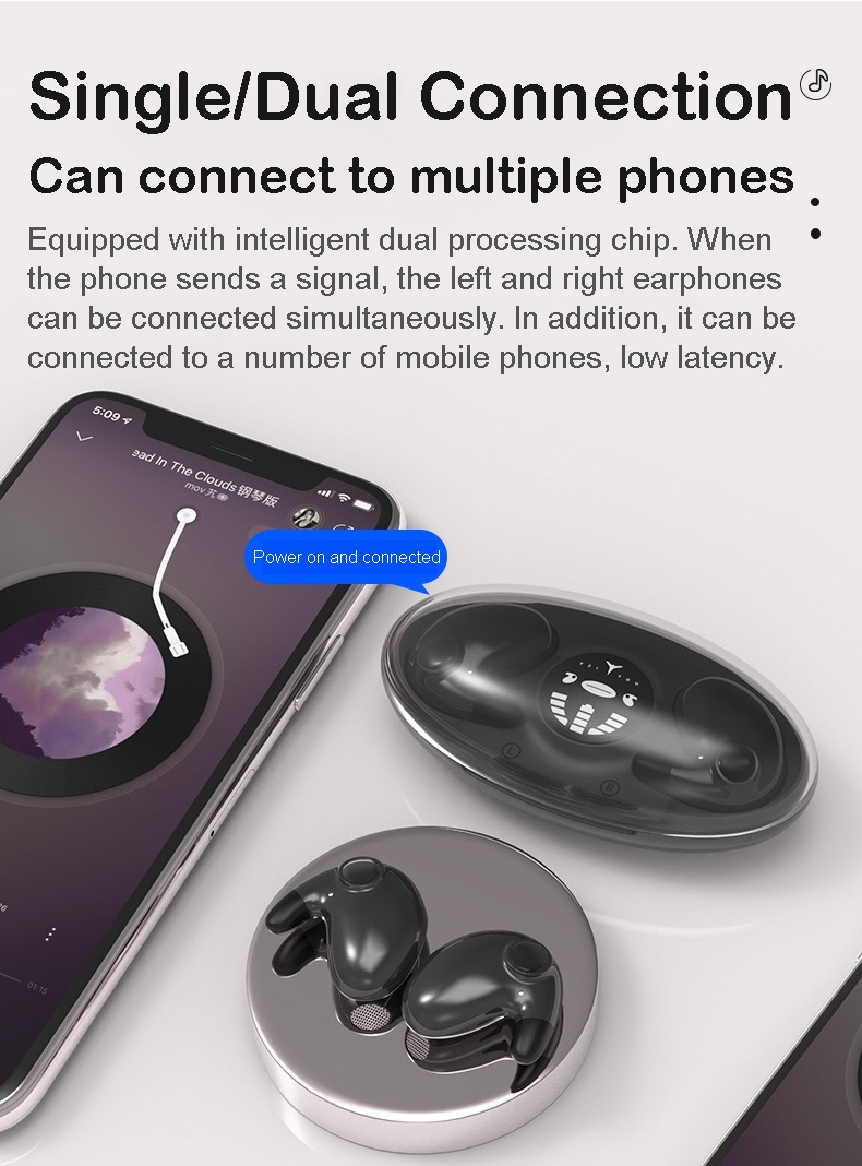 MD538 Earbuds Wrieless Bluetooth 5.3 Headsets Hidden In Ear IPX5 ...