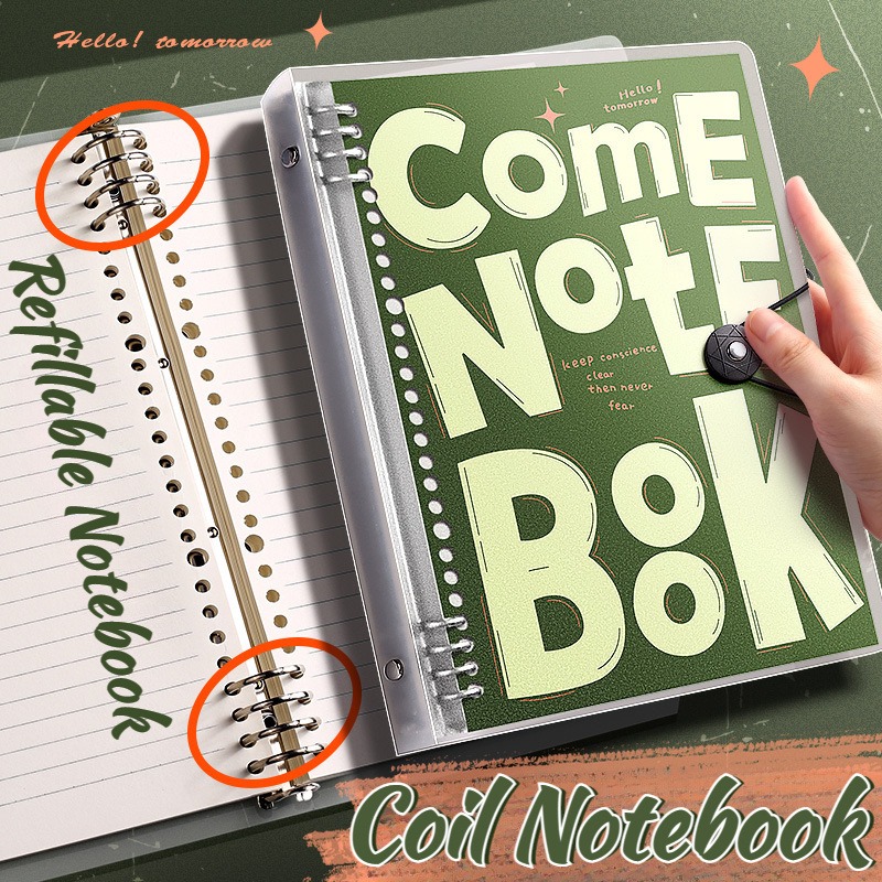 Binder Notebook Coil Notebook Refillable Notebook Spring PP Cover ...