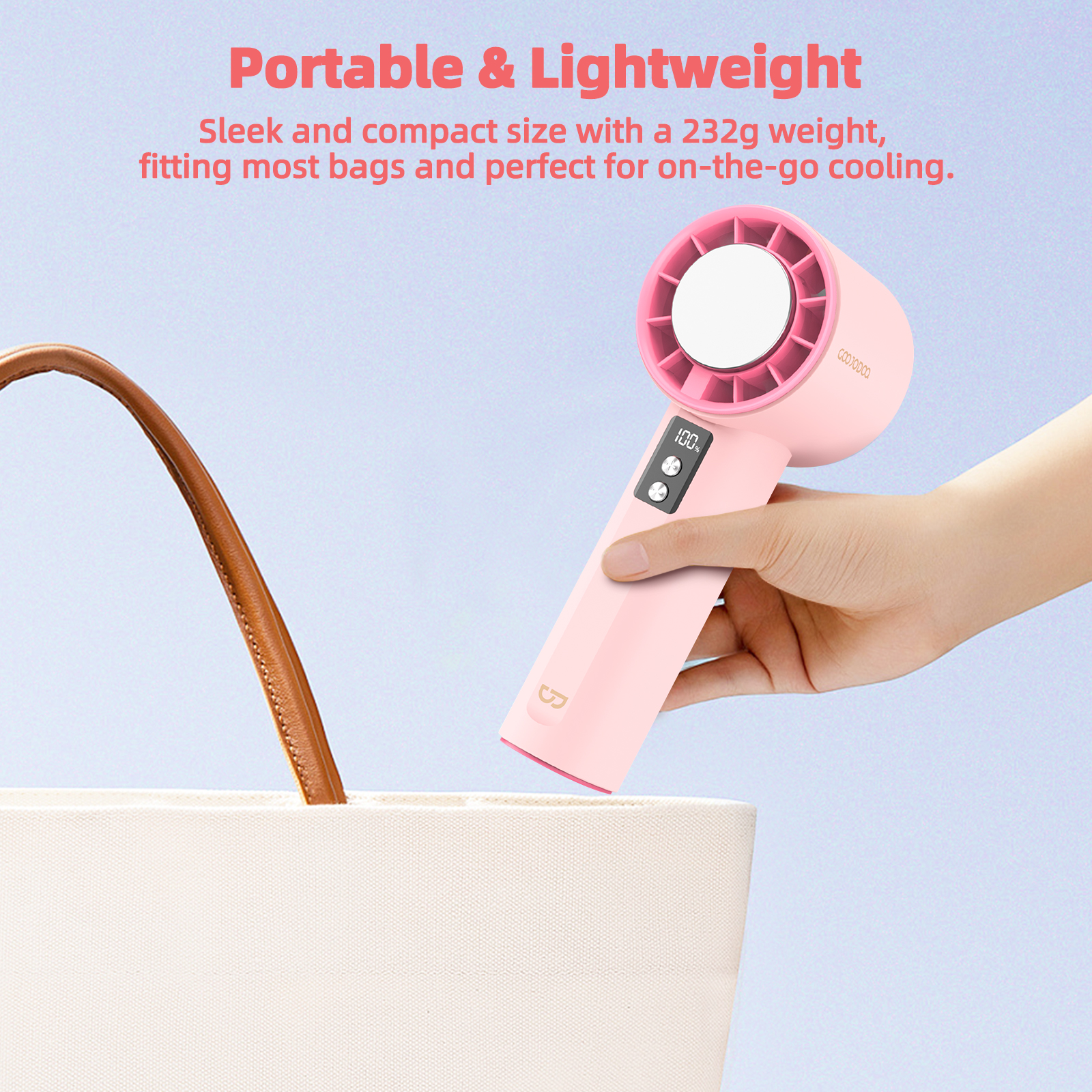 GOOJODOQ 4000 mAh Turbo Jet Mini Fan Rechargeable Handheld Portable ...