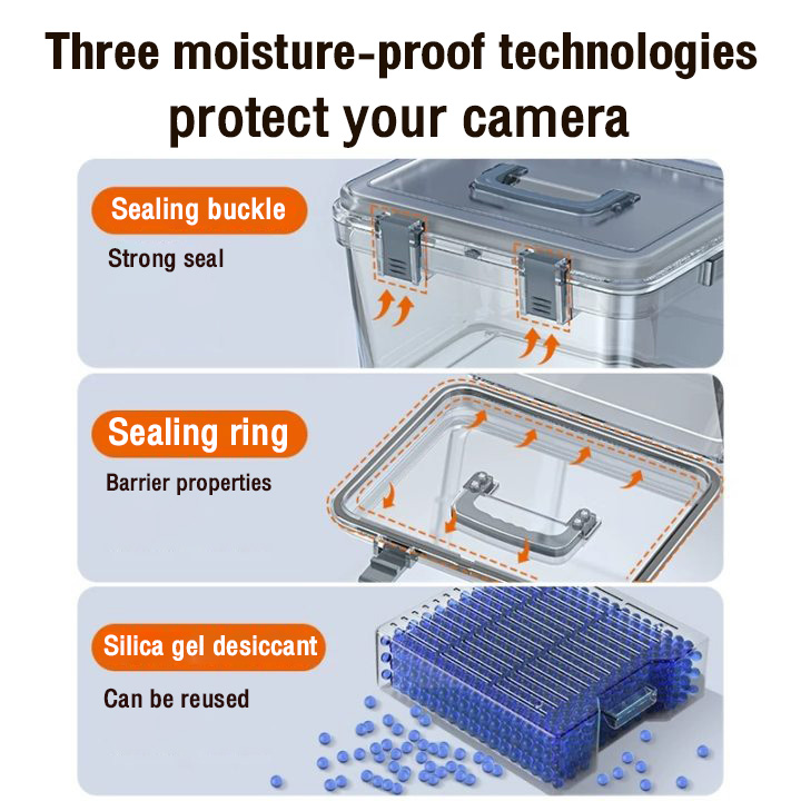 camera dry box Digital hygrometer Silica Gel Desiccant Sealing ...