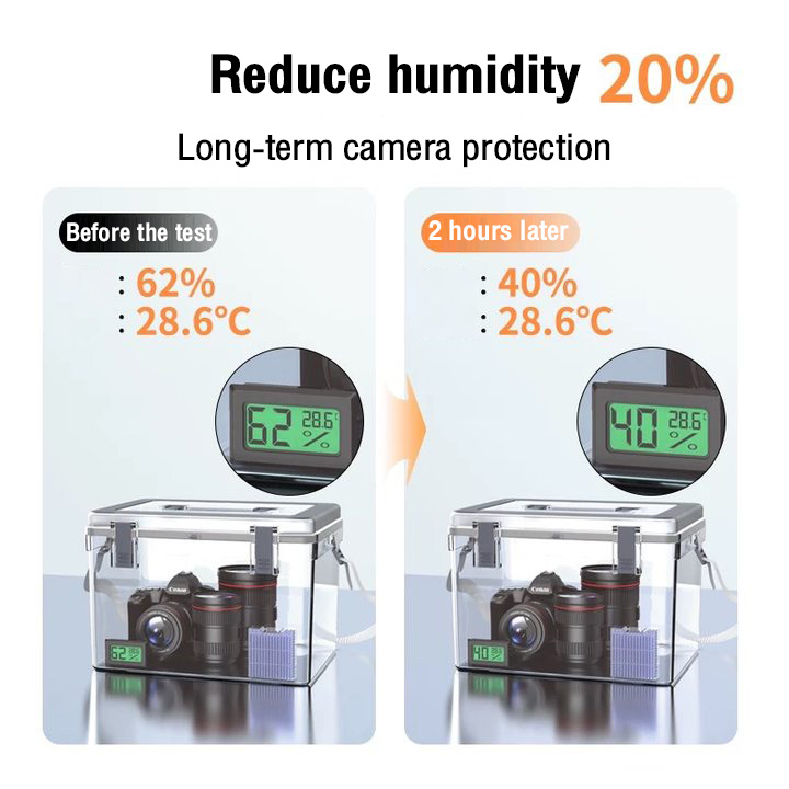 camera drybox Digital hygrometer Silica Gel Desiccant Sealing ...