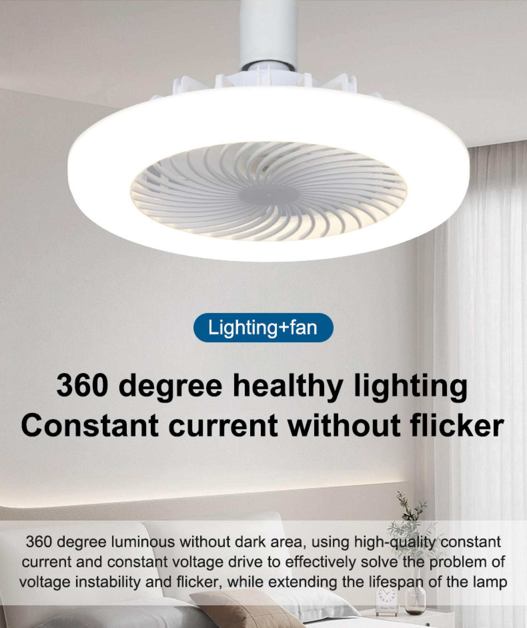 E27 Ceiling Fan with Light Ceiling Fan Light LED Lamp Fragrance Fan ...