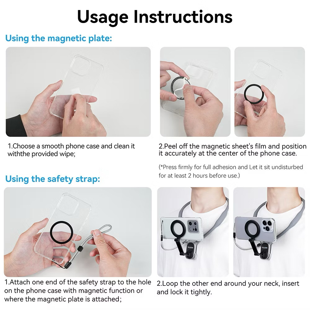 TELESIN Magnetic Neck Mount for Phones U shape Neck Holder Bracket ...