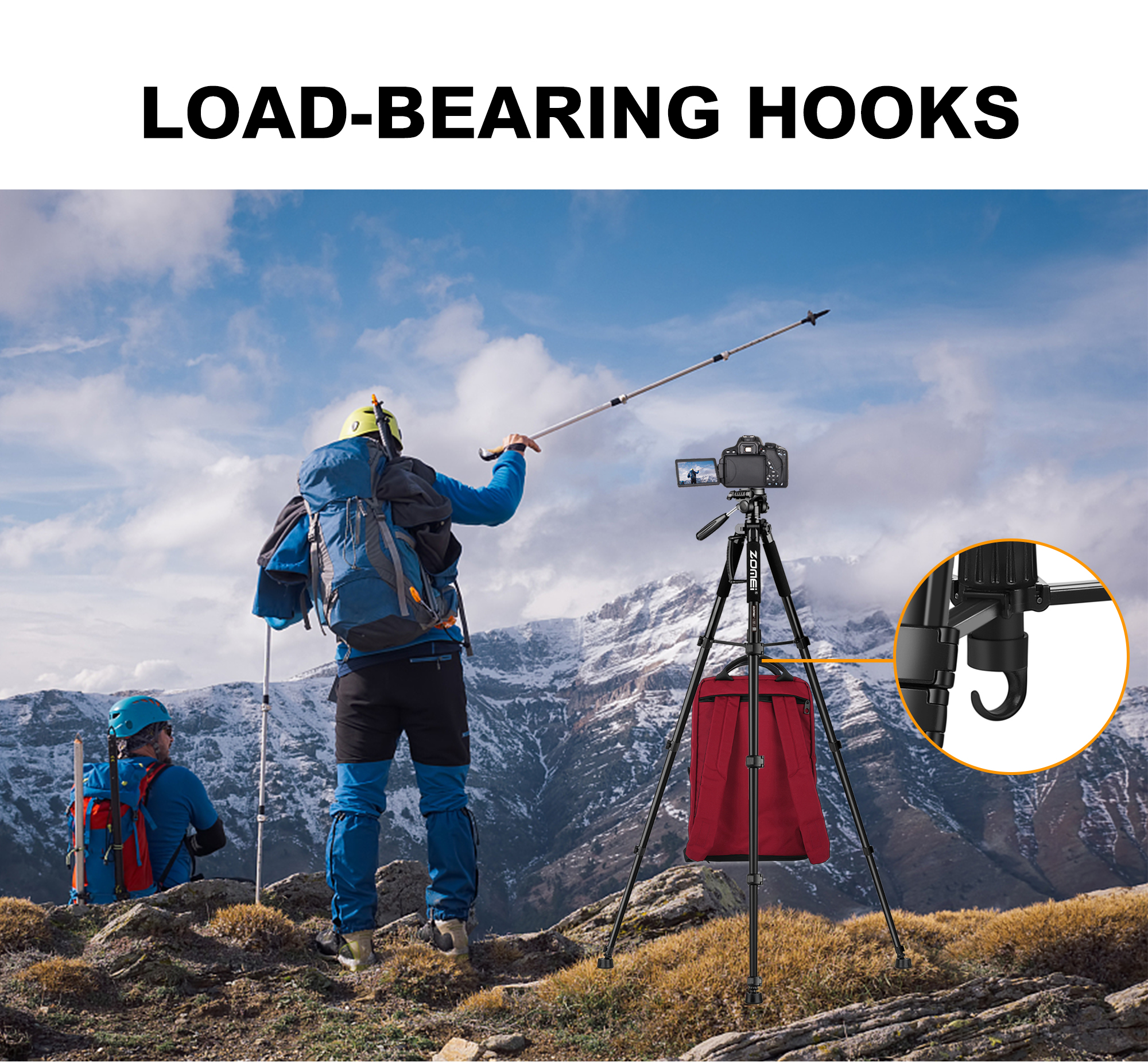 Zomei Q188 Camera tripod Aluminum Alloy Tripod with 3-Way Pan Tilt Head ...