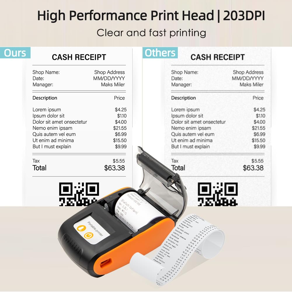 Portable Receipt Mini Thermal Printer Bluetooth Ink Free Printer ...