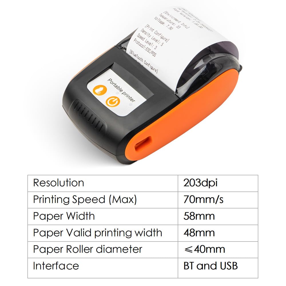 Portable Receipt Mini Thermal Printer Bluetooth Ink Free Printer ...