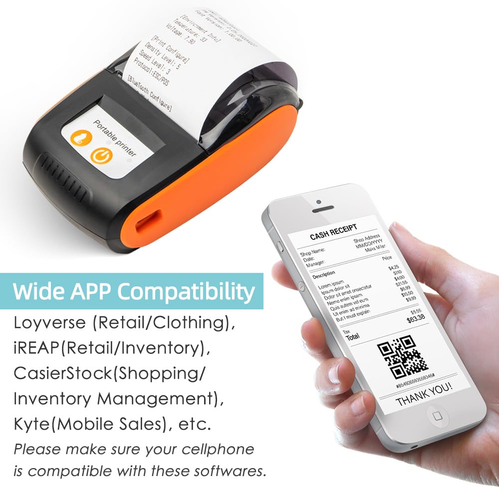 Portable Receipt Mini Thermal Printer Bluetooth Ink Free Printer ...