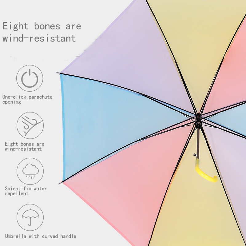 Kids rainbow umbrella long handle transparent polka dot elementary ...