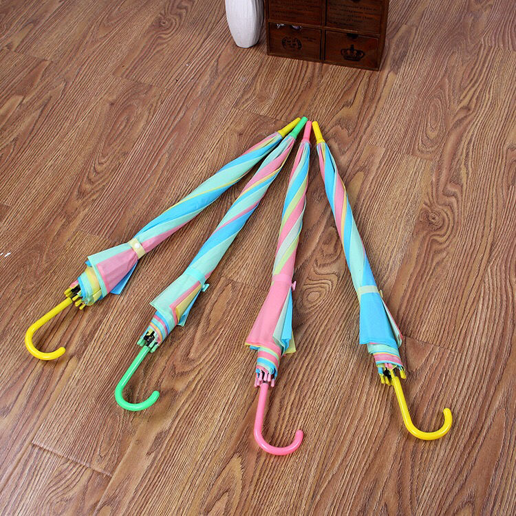 Kids rainbow umbrella long handle transparent polka dot elementary ...