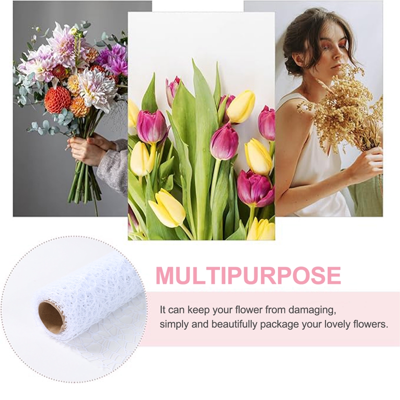 450cm Milk White Snow Dot Jacquard Net Gauze Bouquet Wrapper Packaging ...