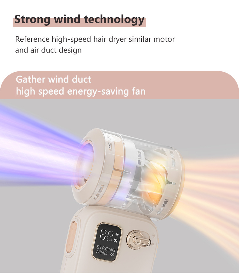 5000mAh Handheld Fan 100 Speed High Speed Jet Fan Rechargeable USB Fans ...