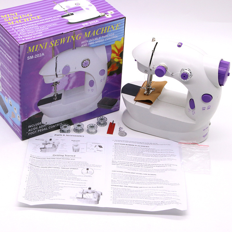 Mini Domestic Sewing Machine with Pedal Electric Double Volt Sewing ...