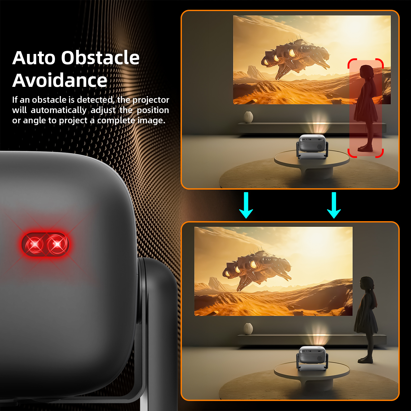 GOOJODOQ 4K Ultra HD 1080P Projector for Phone Speaker Bluetooth Laptop ...
