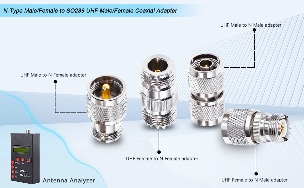 UHF to N Connector Kit N-Type Male/Female to SO239 UHF Male/Female RF ...