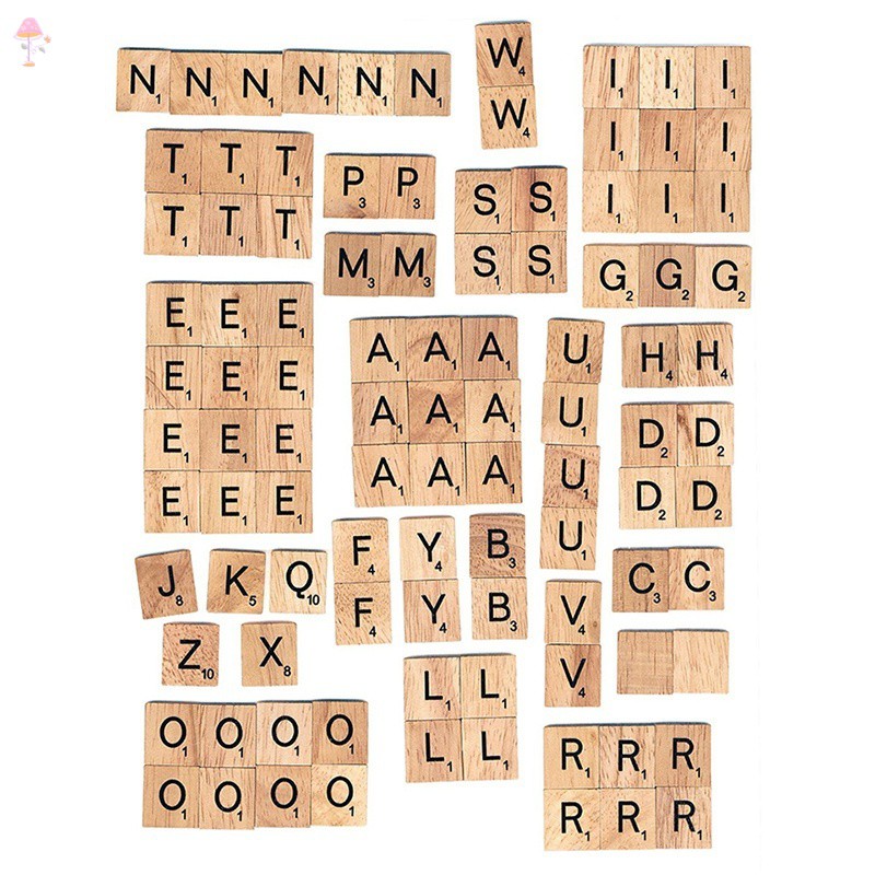 100 Pcs Wood Scrabble Tiles Letter Alphabet Scrabbles Number Craft ...