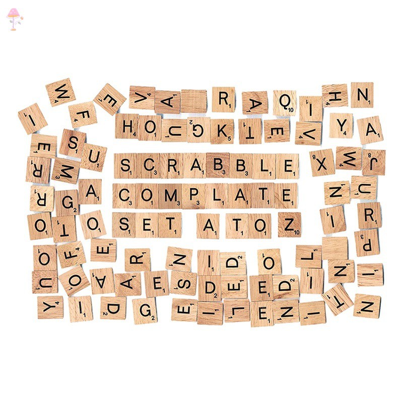 100 Pcs Wood Scrabble Tiles Letter Alphabet Scrabbles Number Craft ...