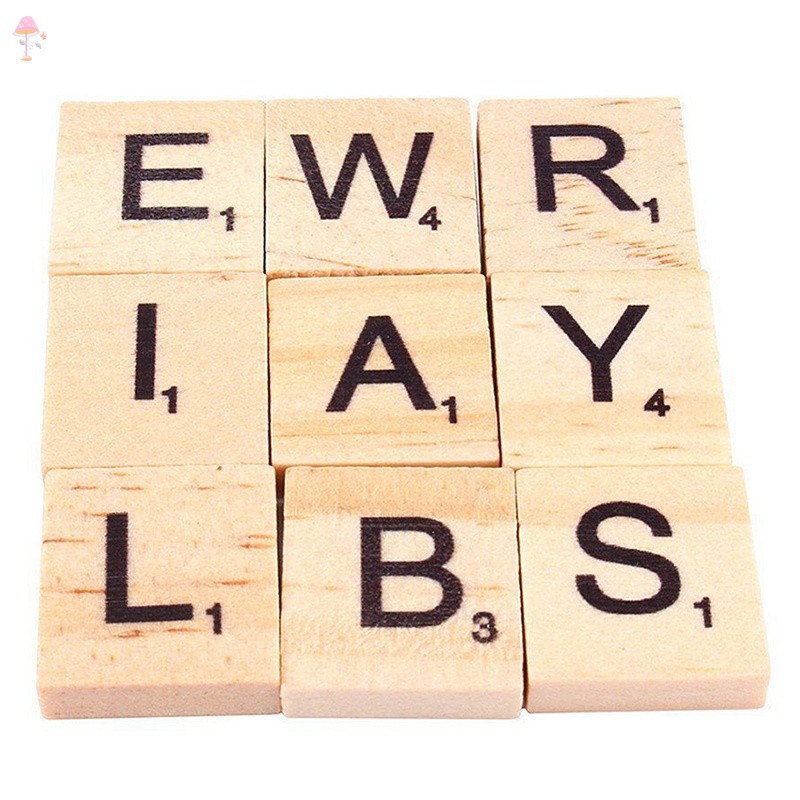 100 Pcs Wood Scrabble Tiles Letter Alphabet Scrabbles Number Craft ...