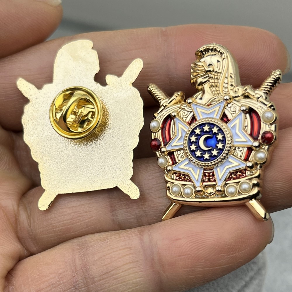 Fashion Accessories 3D Demolay Pearl Collar Pin Enamel Gold Plated Pin ...
