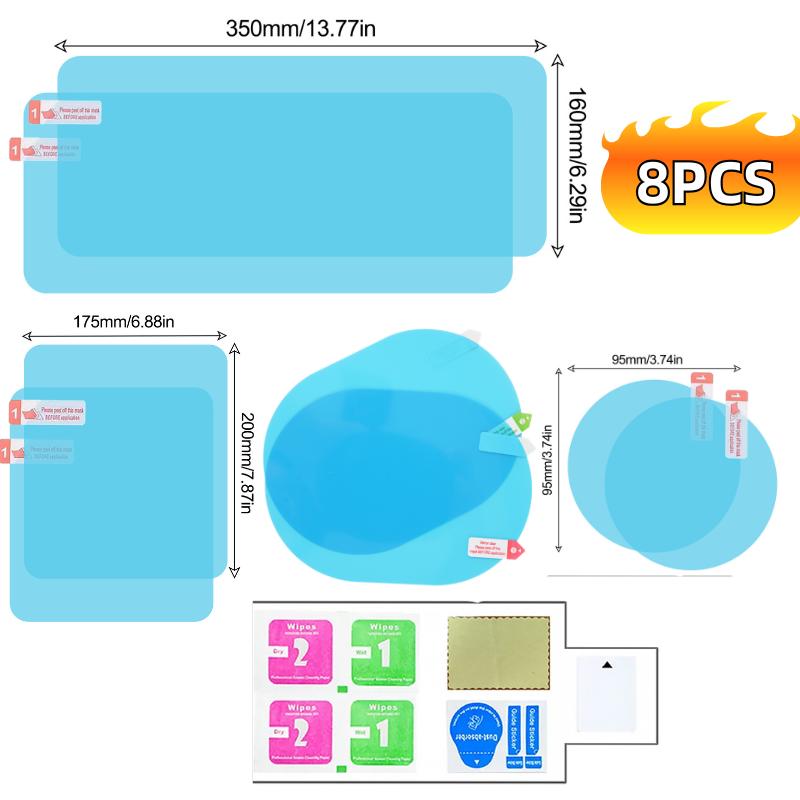 8Pcs Car Truck Side Rearview Mirror Waterproof Anti-Fog Film Side ...