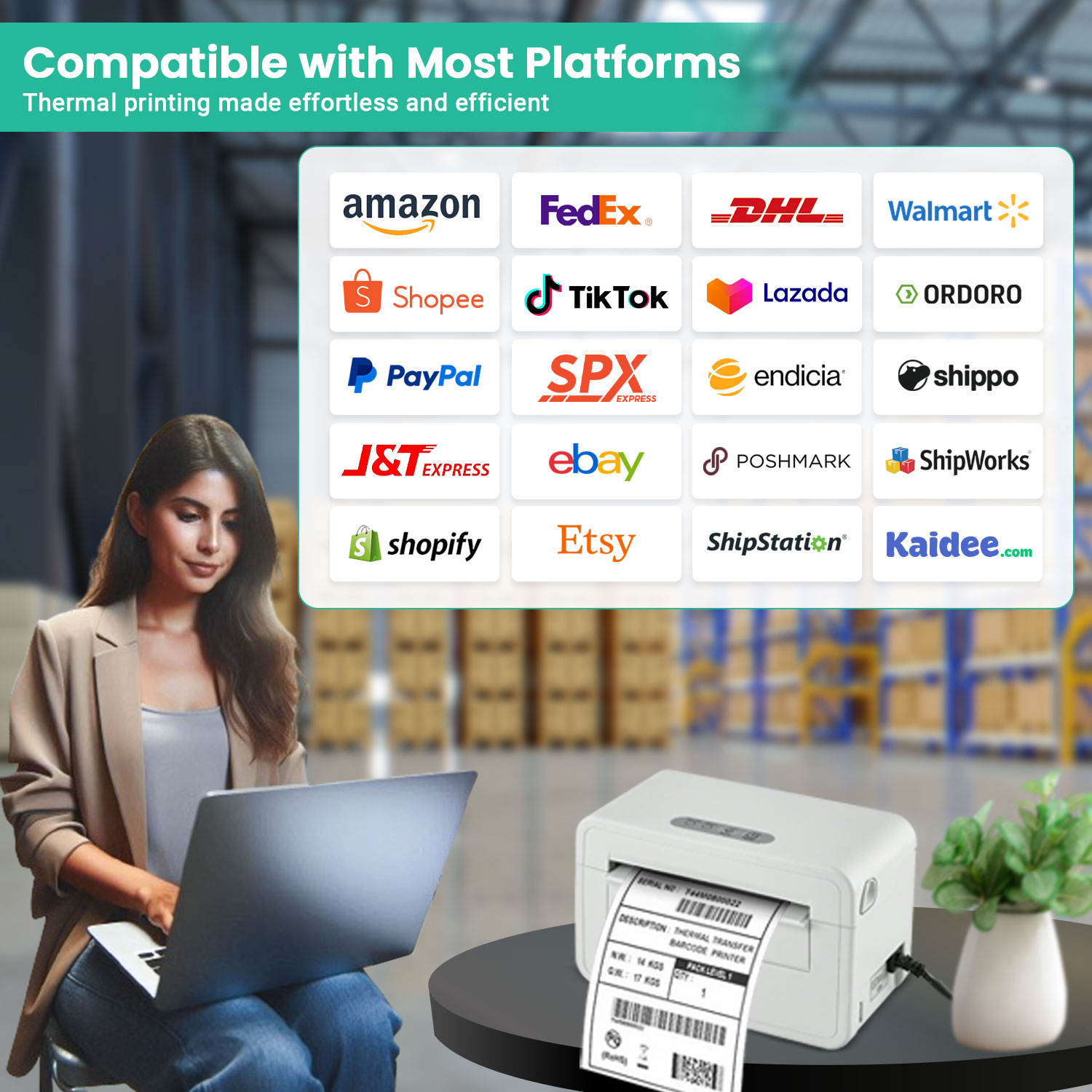 A6 A7 Thermal Printer Waybill Barcode Shipping USB Bluetooth Android ...