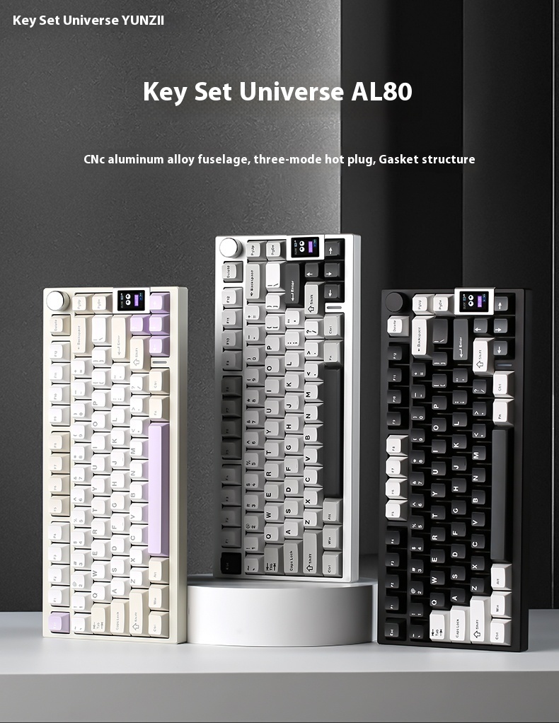 YUNZII AL80 Aluminum Wireless Mechanical Keyboard 75% Hot swappable RGB ...