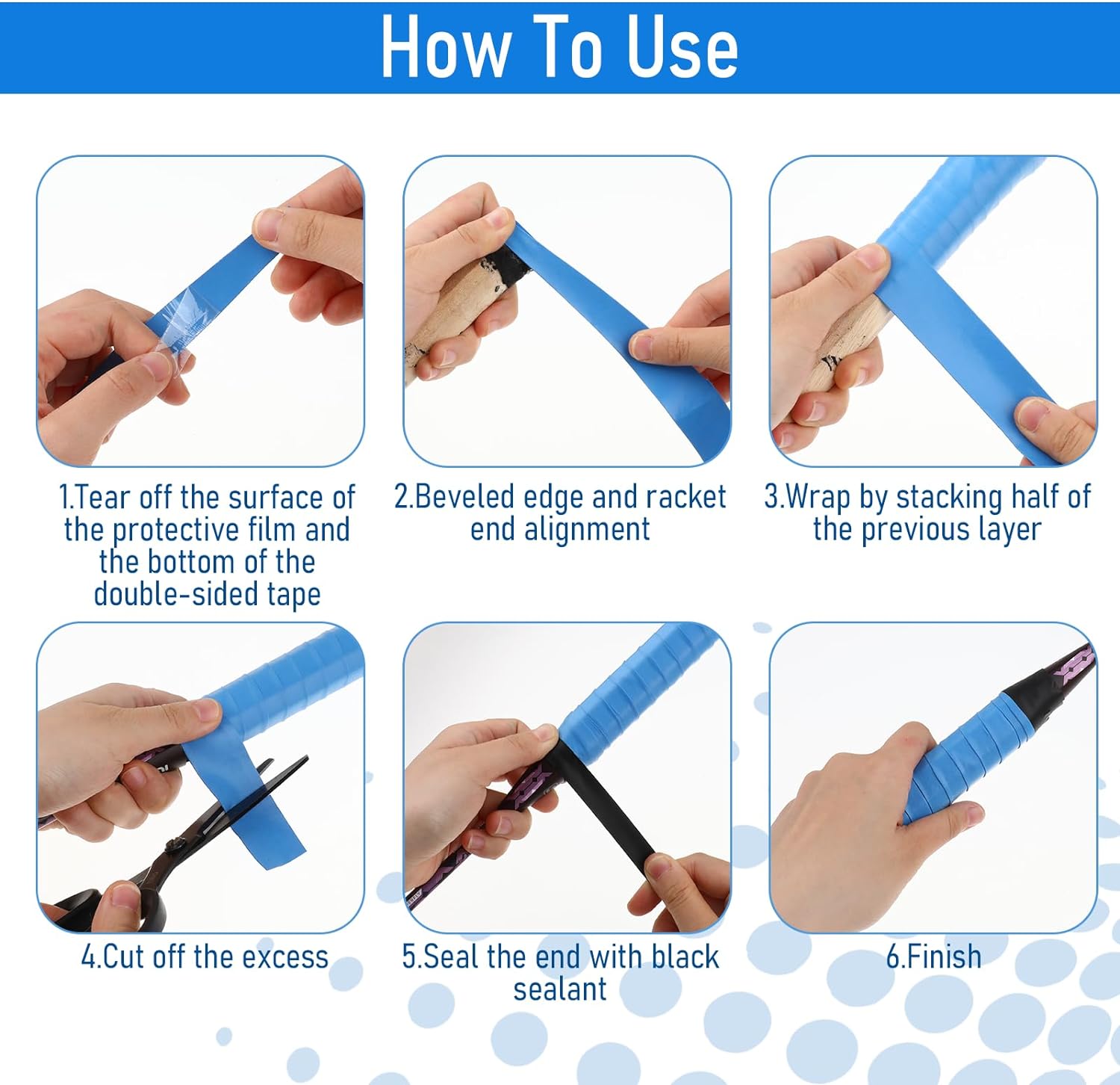 12pcs Dry Feel Tennis Overgrip Grip Tape Tennis Grip Anti Slip Tennis ...