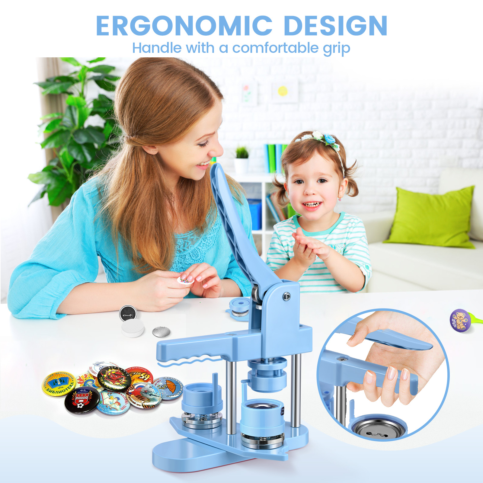⭐Local Warehouse+COD⭐ 1 Set Button Badge Maker Machine, 25mm+32mm+58mm ...