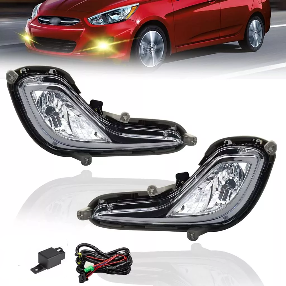 2 pcs Accent Car bumper fog lamp lights for Hyundai Accent 2012 -2018 Car front bumper fog light ...