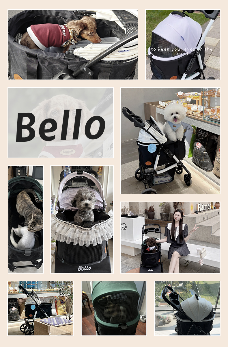 Bello Newest Pet Stroller Detachable cat and dog stroller parm ...