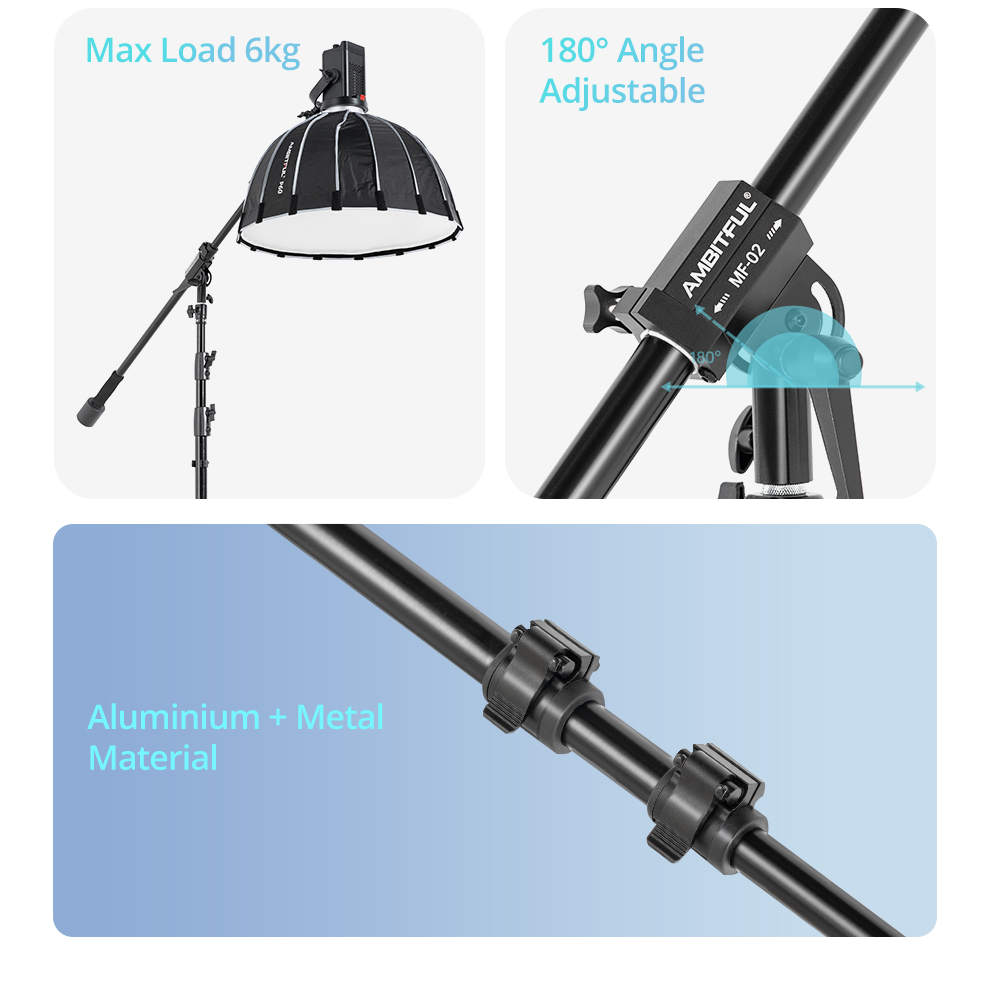 Ambitful MF-02 70-175cm Aluminium Metal Studio Photo Telescopic Boom ...