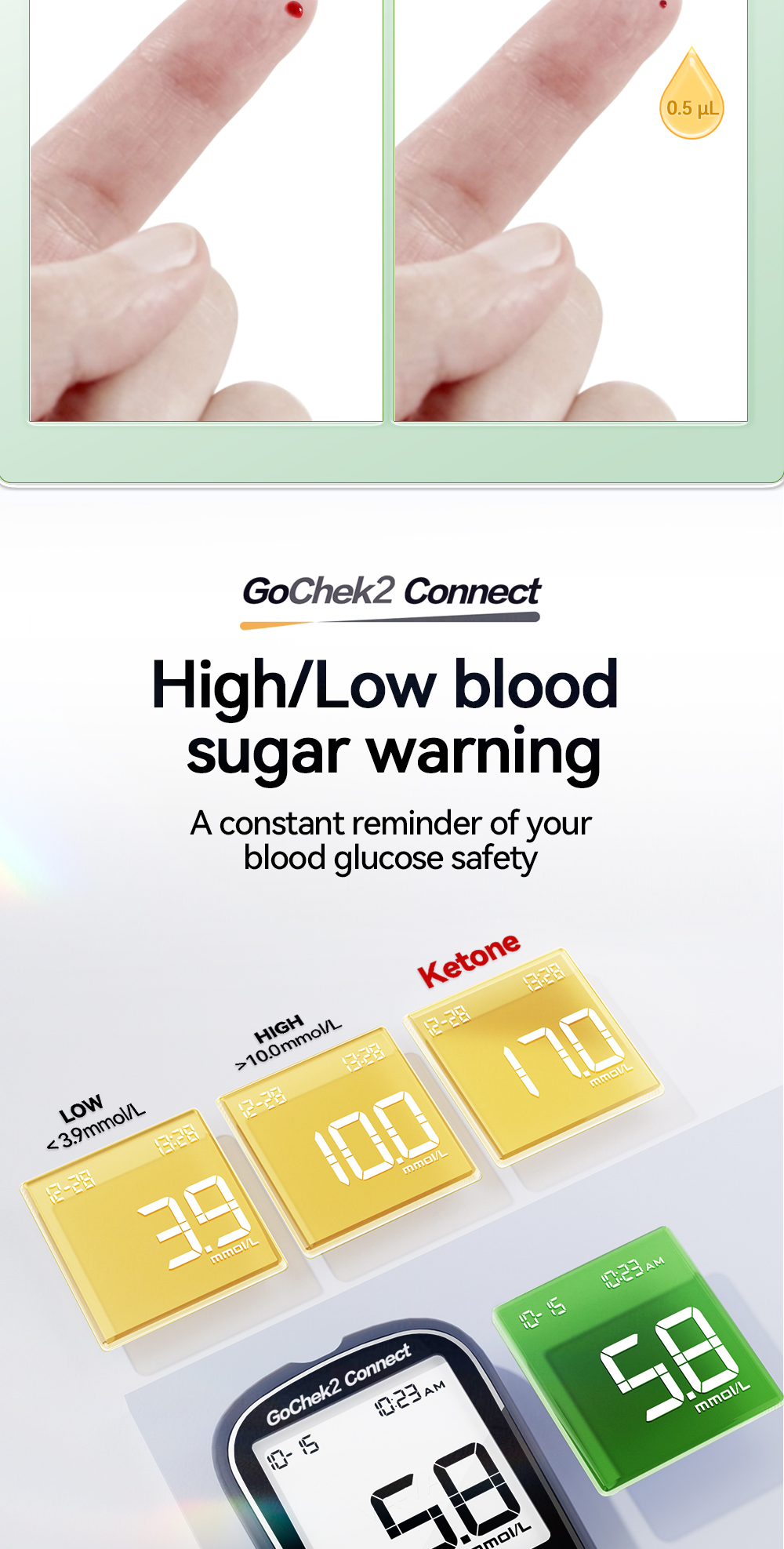 Microtech Gochek2 Connect Blood Glucose Meter Bluetooth Sugar Monitor ...