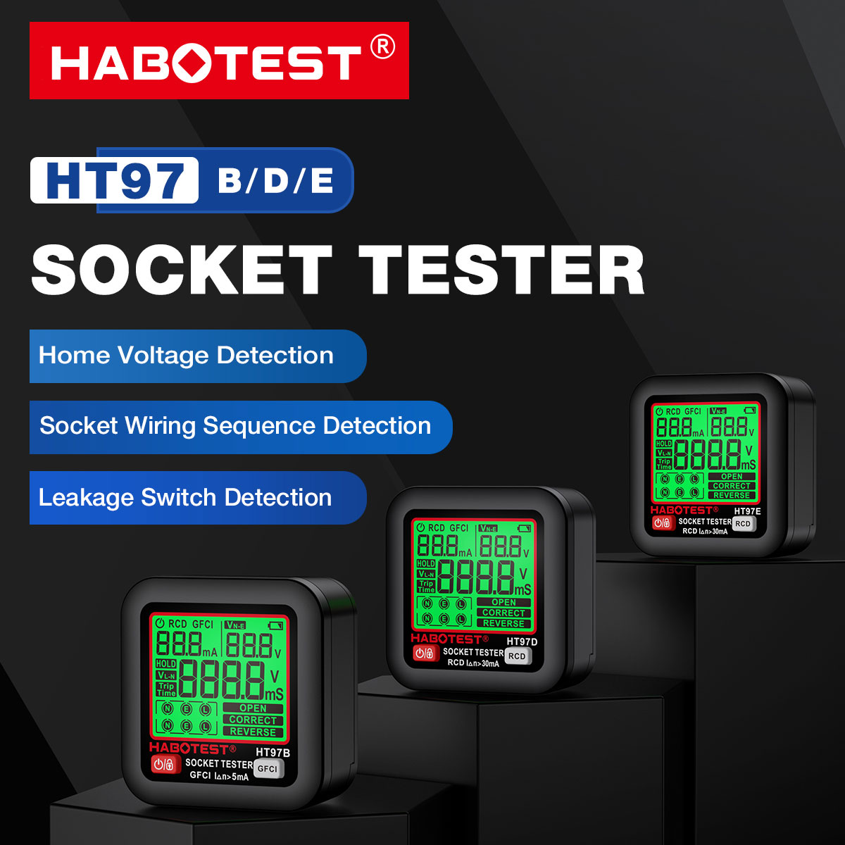 HABOTEST HT97 Socket Tester Digital Smart Socket Tester Multifunction ...