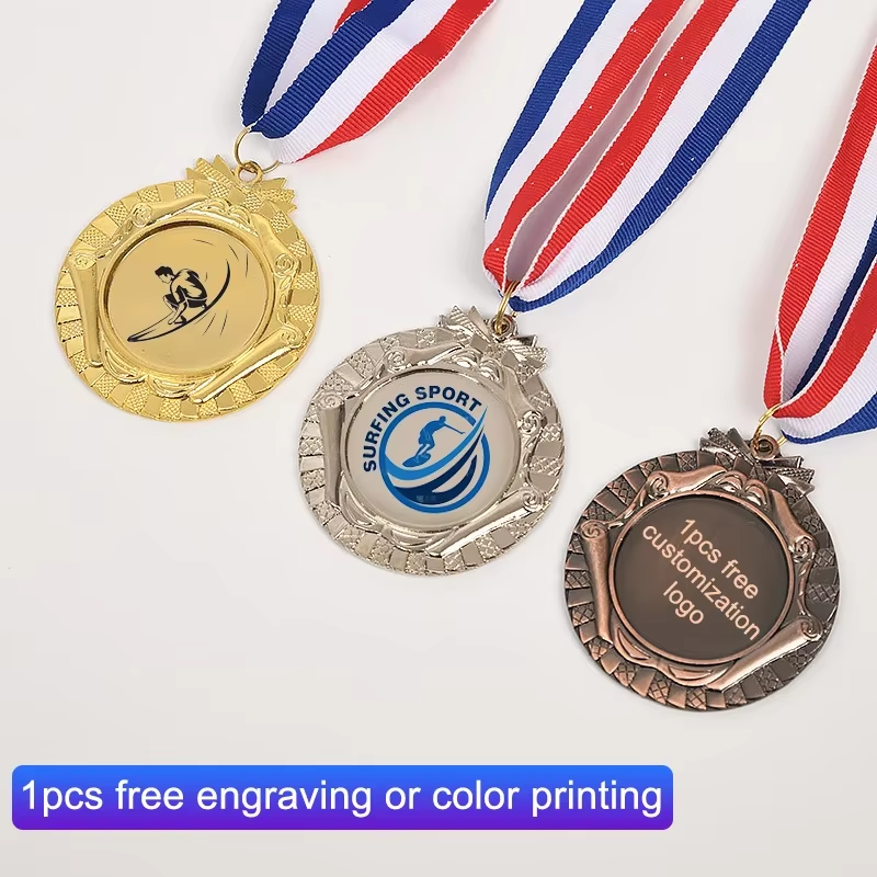 Free Customized 65MM Metal Gold Silver Bronze Award Medals Game Medals ...