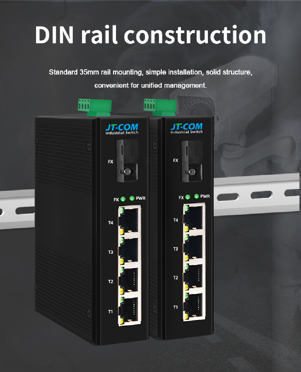 JT-COM Industrial Gigabit Fiber Switch - 1/2/4/8 RJ45 Ports With SC ...