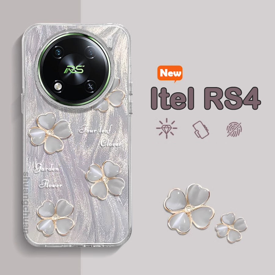 3in1 For Itel RS4 case Itel RS4 tempered glass lanyard 3in1 Feathered ...