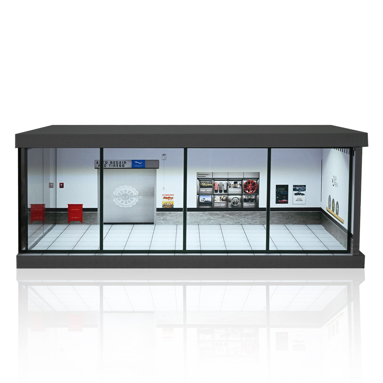 1:64 Diorama Car Garage Model City Repair Shop LED Lighting Car Parking ...