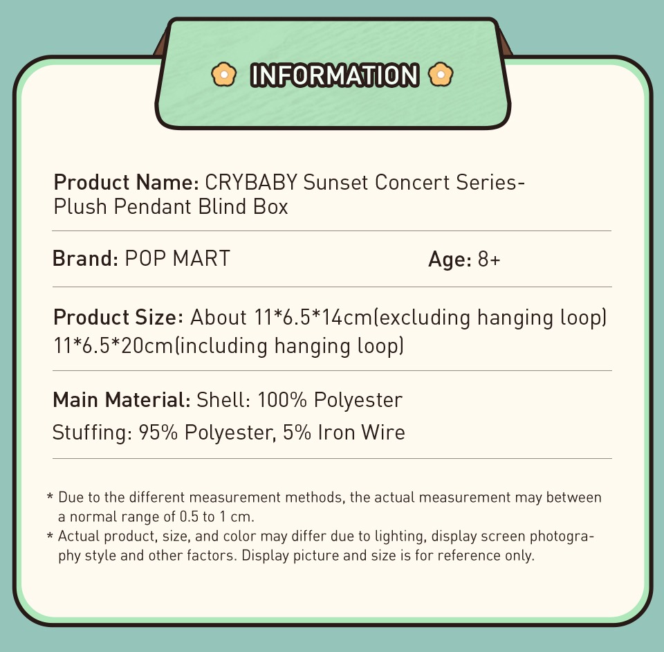 POP MART CRYBABY Sunset Concert Series-Plush Pendant Blind Box POPMART ...