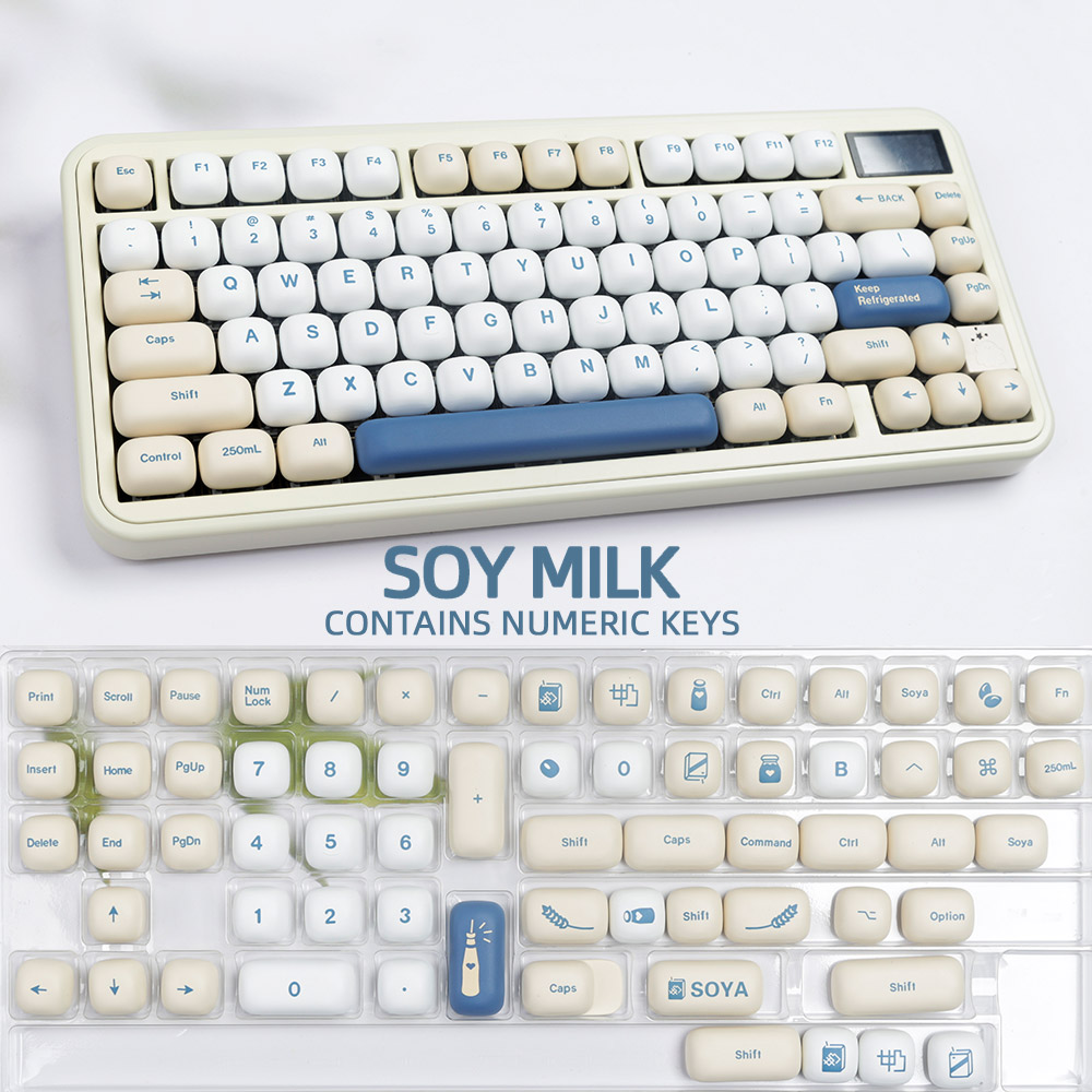 Bright Surface Soy Milk 144Keys/Set Keycaps MOA/MOG/XDA Profile PBT Dye ...