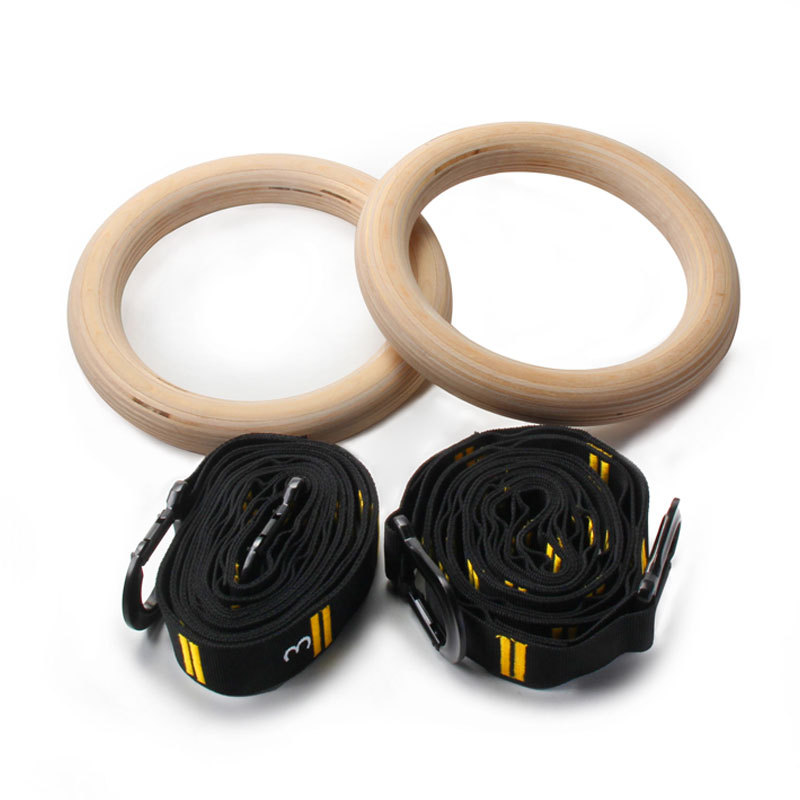 Ready Stock 32mm Wood Gymnastic Rings with Quick Adjust Numbered Straps ...