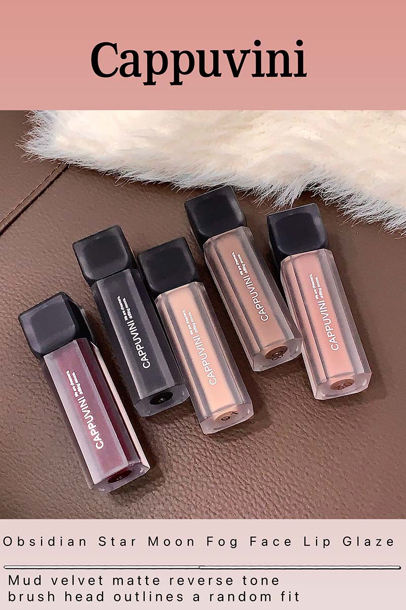 CAPPUVINI Obsidian Star Moon Matte Lip Glaze Suitable for anime makeup ...