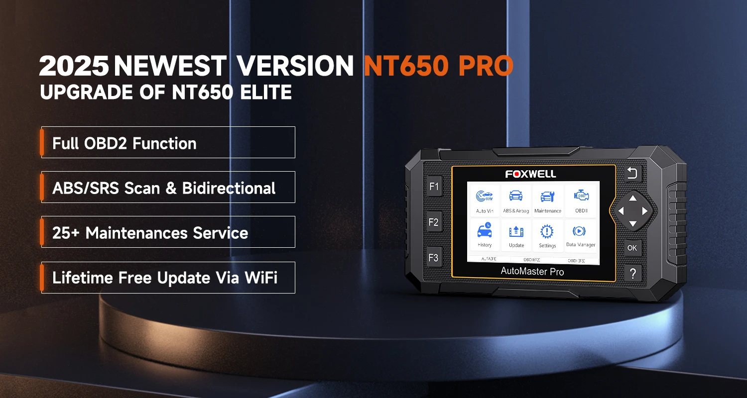 FOXWELL NT650 Pro Automotive ABS SRS Active Test OBD2 Scanner Engine ...