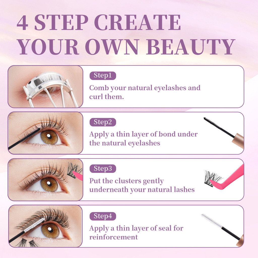 DIY Eyelash Extensions 200 pcs, Mixed Length 20D, 30D, 40D, 60D, 80D Single Eyelash Clusters ...