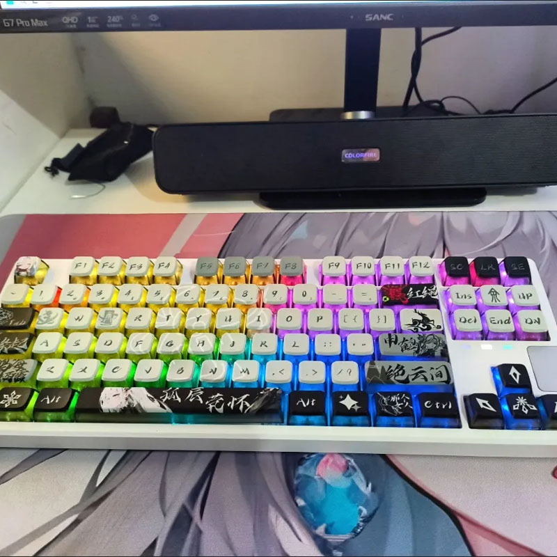 Genshin Impact Shenhe Pudding Keycap SAX Profile 125 Keys PBT Five ...