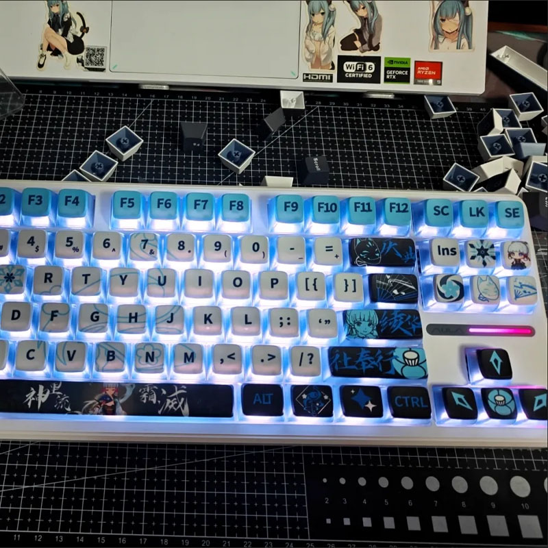 Genshin Impact Shenhe Pudding Keycap SAX Profile 125 Keys PBT Five ...
