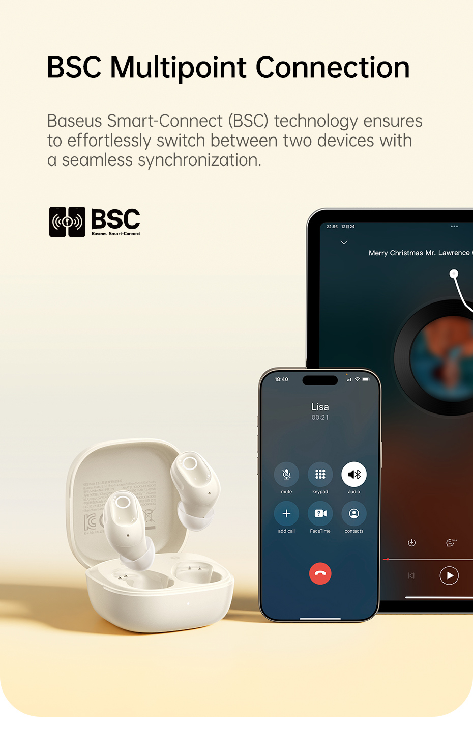 Baseus Bass BD1 Wireless Earbuds Bluetooth 5.4 Mini Earphone IP55 ...